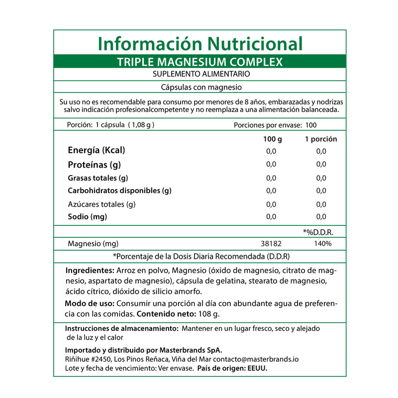 Triple MagneSium Complex 400 Mg - 100 Cápsulas | Relajación y Salud ...