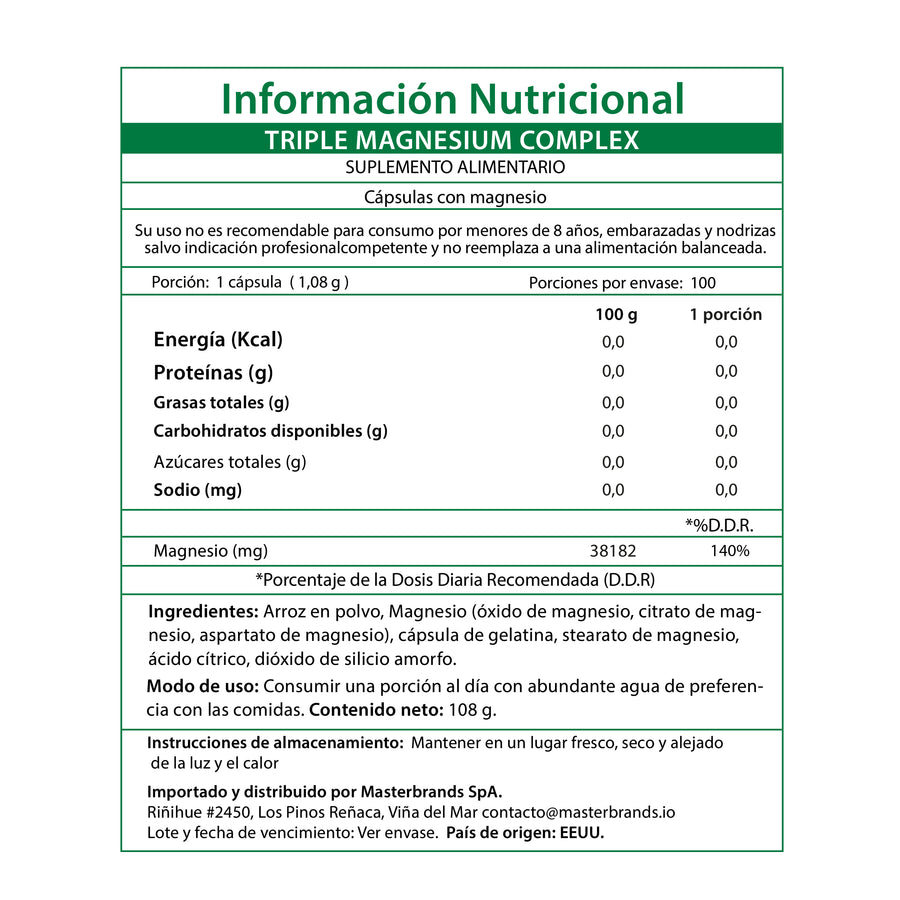 Triple MagneSium Complex 400 Mg - 100 Cápsulas | Relajación y Salud ...
